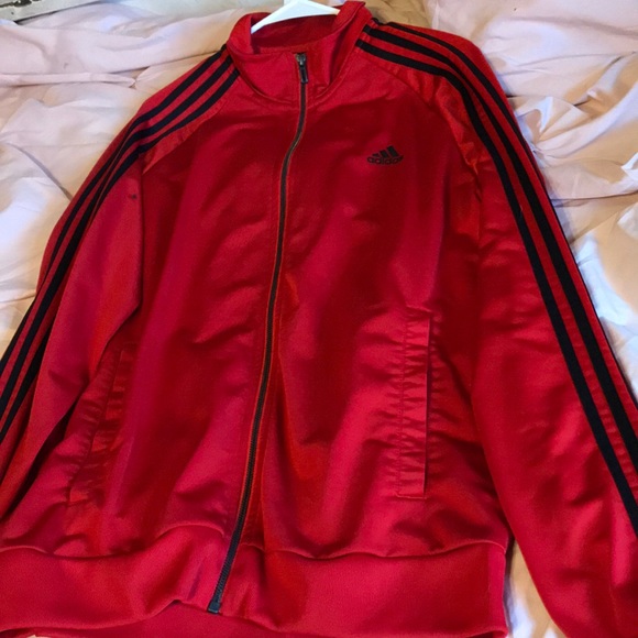 adidas | Jackets & Coats | Red And Black Adidas Jacket | Poshmark